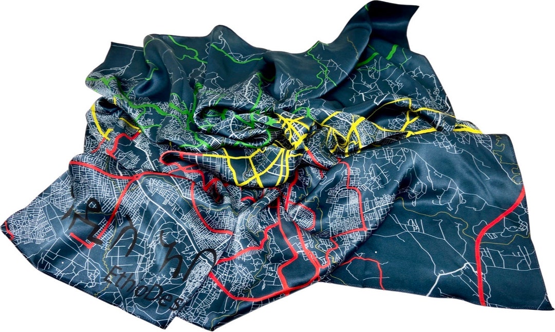 Addis Ababa Print | Machine Hemmed Silk Satin Scarves, Smooth and Vivid ...