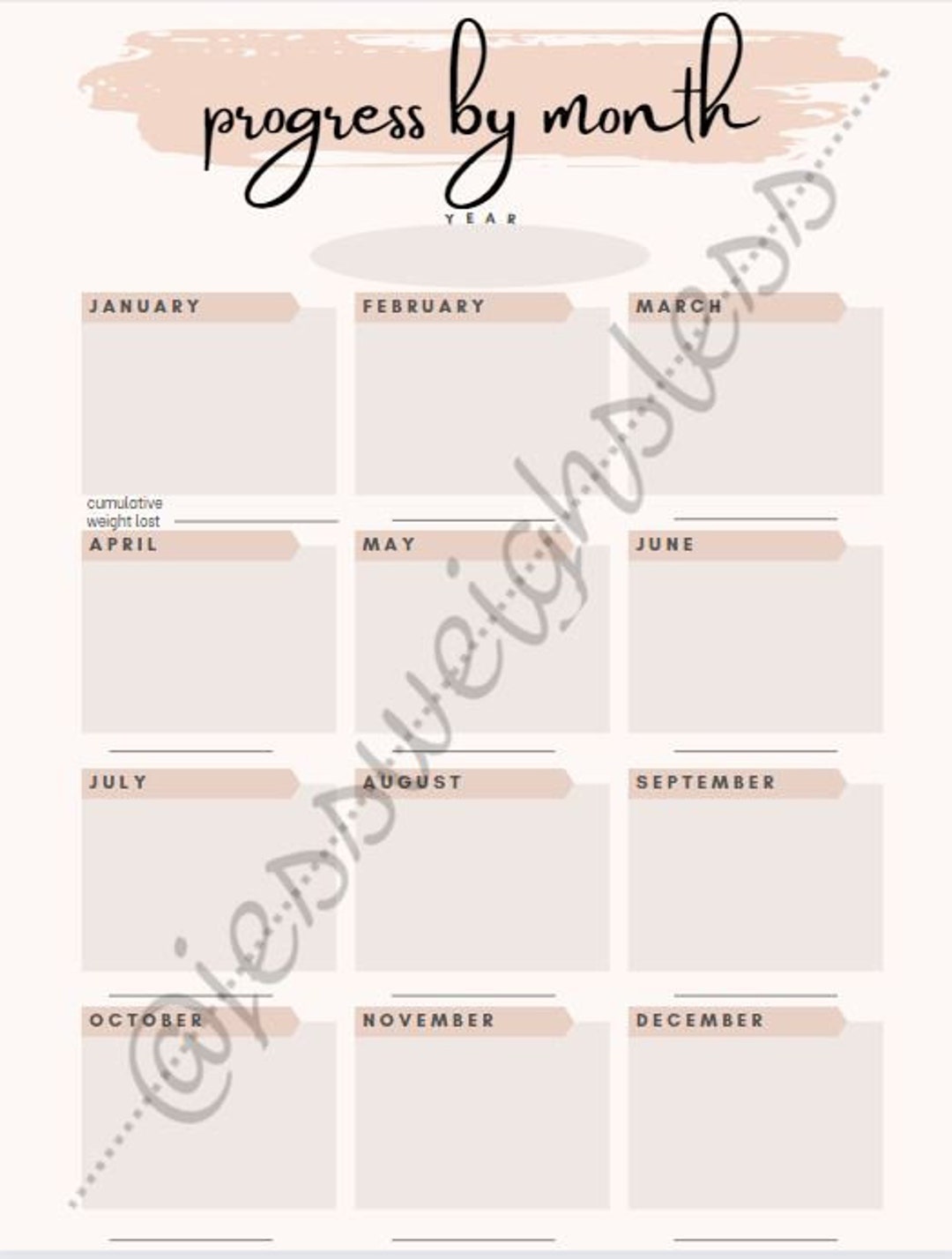 Monthly Weight Loss Tracker | Weight Loss Planner | Digital Download ...