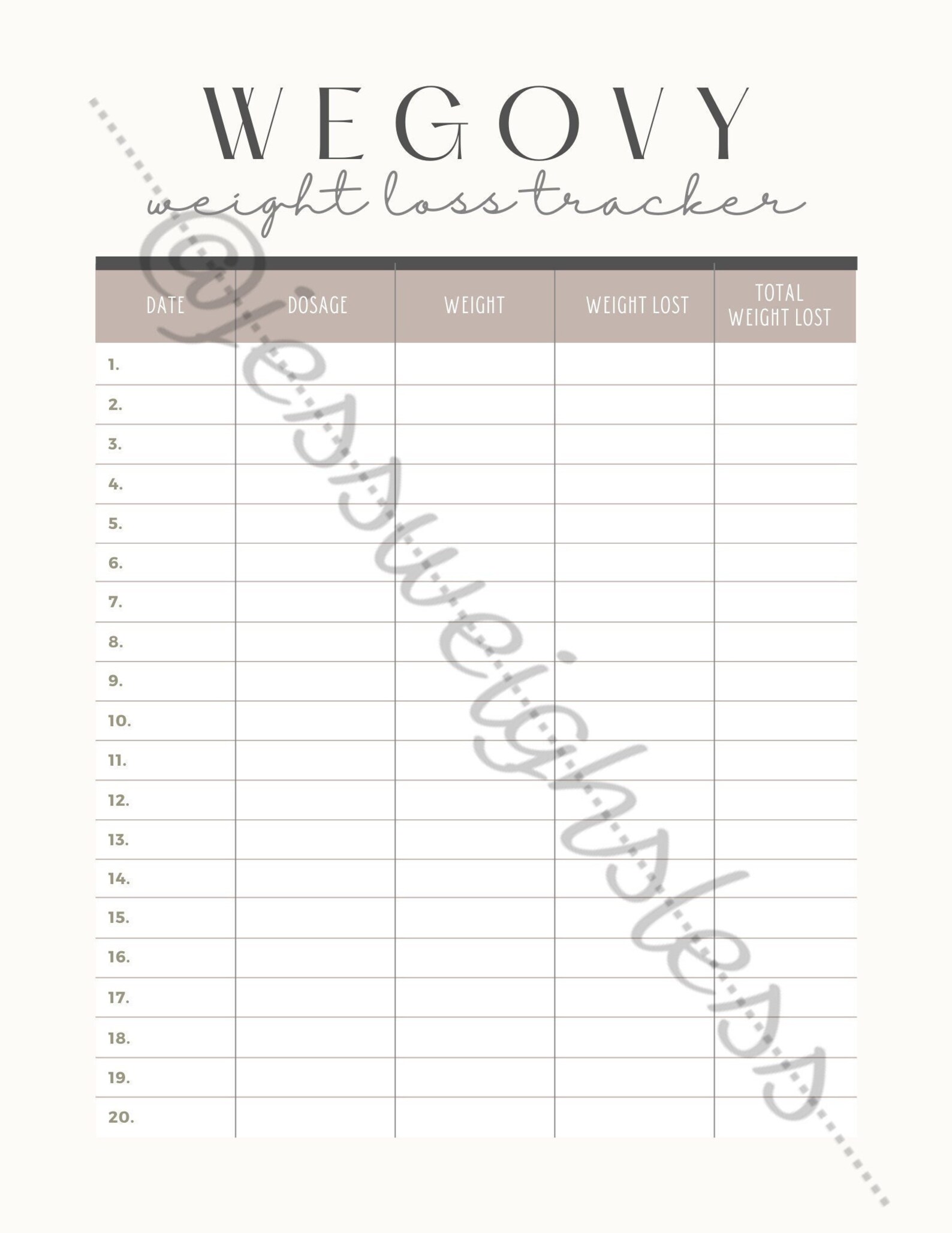 Wegovy Weight Loss Tracker - Full Year, Weight Loss Tracker PDF, Weight ...