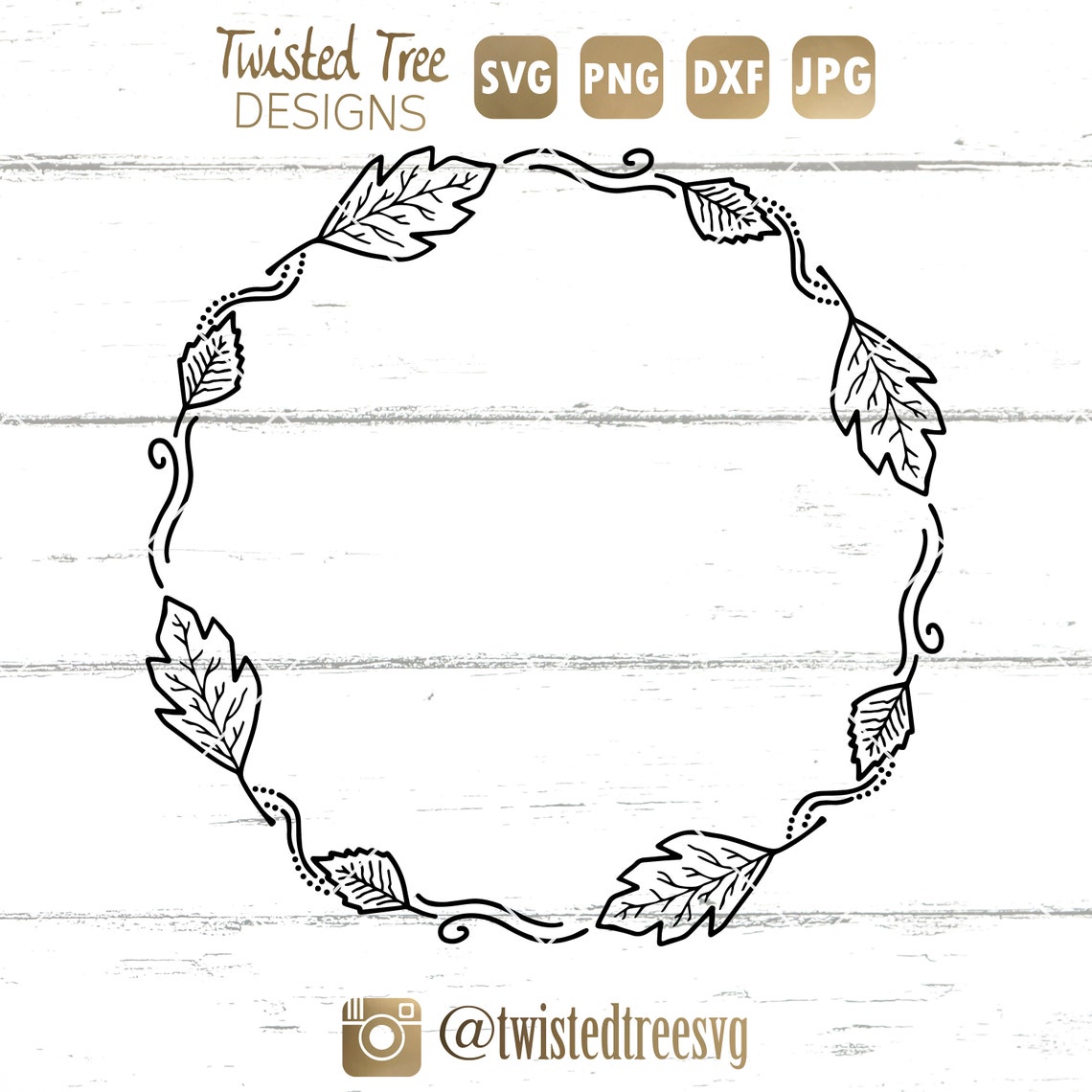 Fancy Leaf Wreath SVG Cut File Fall Leaf Monogram SVG Clip - Etsy