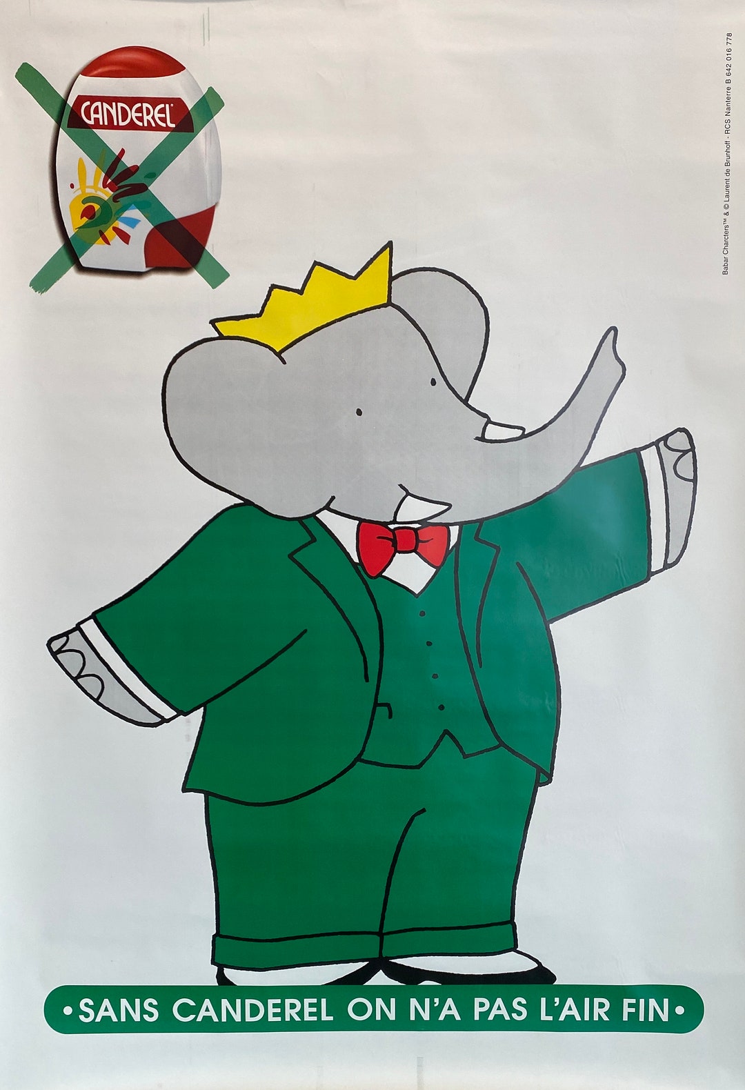 Babar Original Vintage French Poster Canderel Sweetener by Jean De ...