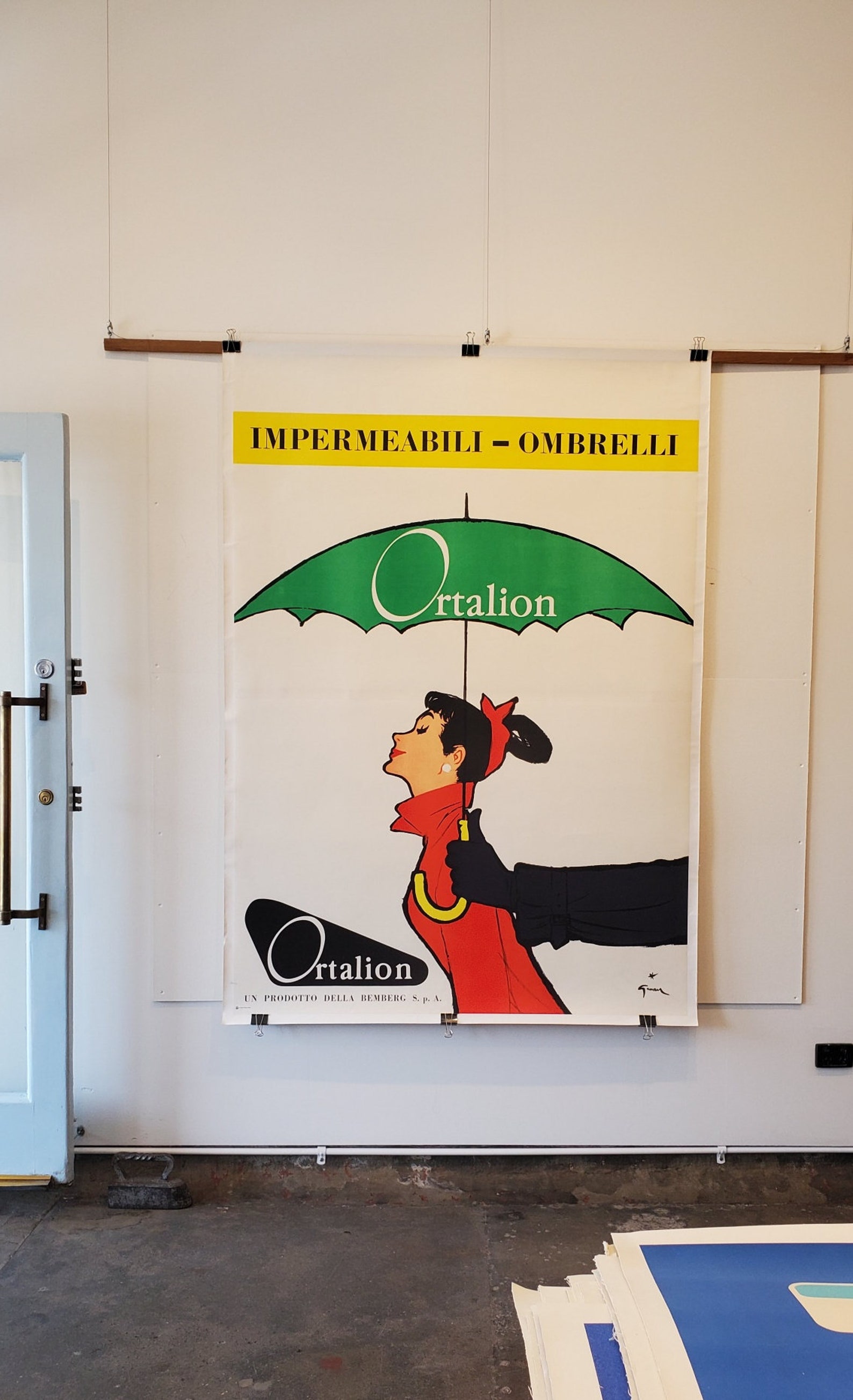 Original Vintage French Advertising Poster, 'OMBRELLI' by Rene GRUAU ...