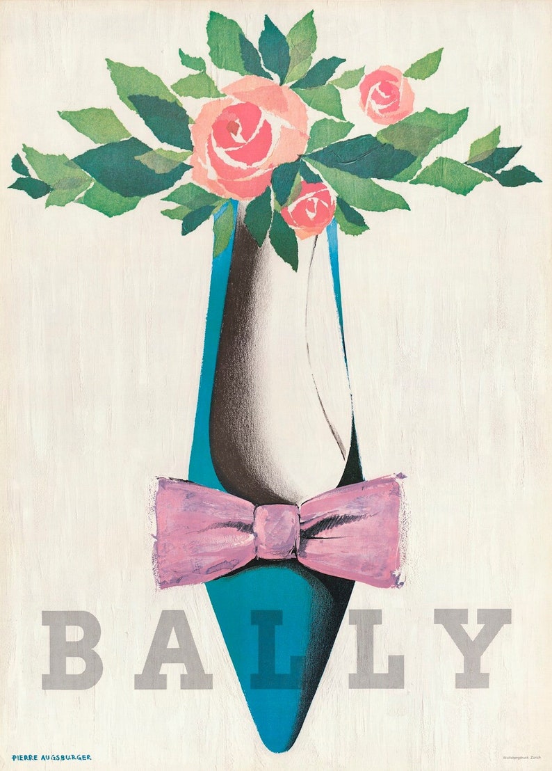 Retro Vintage Fashion Poster for BALLY, Elegant Design by Pierre ...