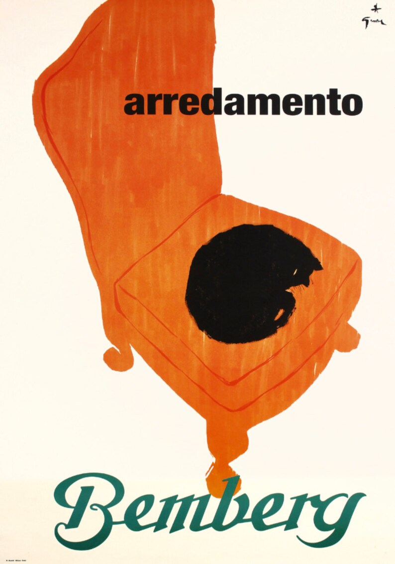 RARE Original Vintage Fashion Advertising Poster, 'bemberg Arredamento ...