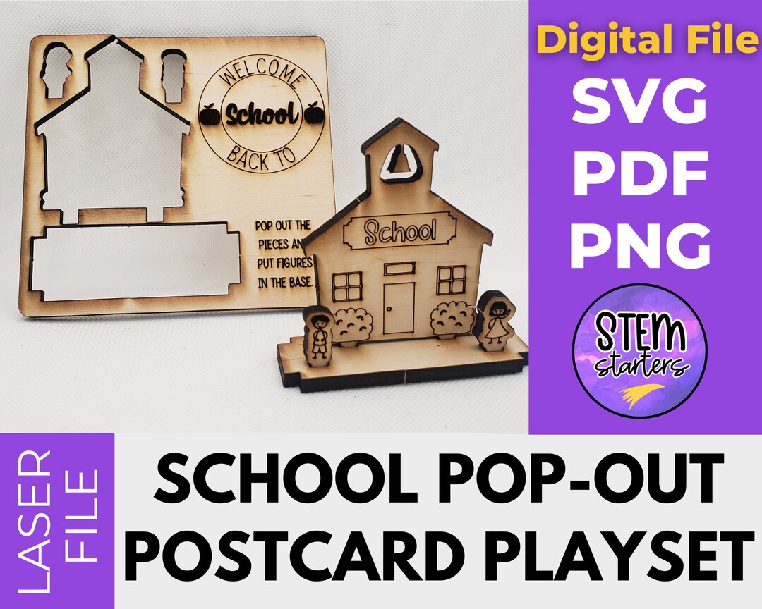 Back to School Pop-out Card Playset *glowforge Laser File* - Etsy