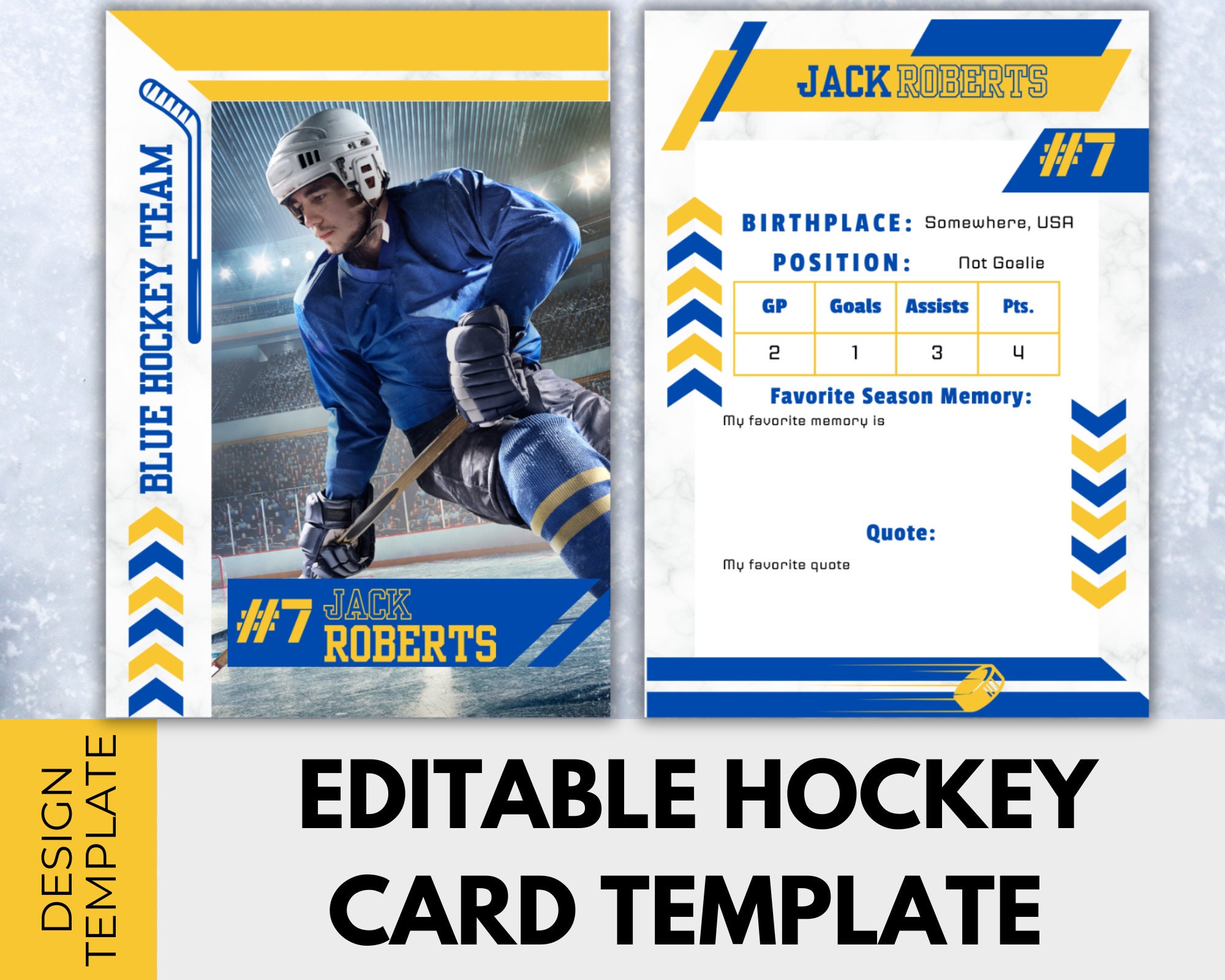 Hockey Card Template for Canva Arrows and Lines - Etsy