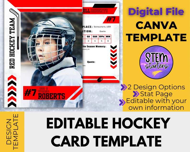 Hockey Card Template for Canva Arrows and Lines - Etsy