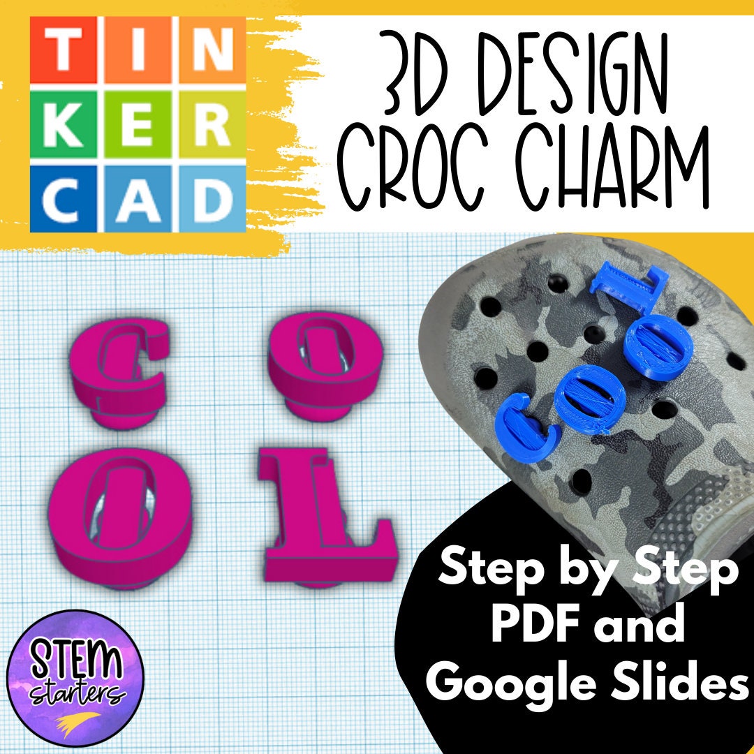 Learn to Create 3D Print Files With Tinkercad: Croc Charm Letters - Etsy
