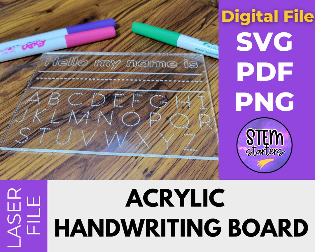 Acrylic Handwriting Board With Dotted Letters SVG File for Glowforge or ...
