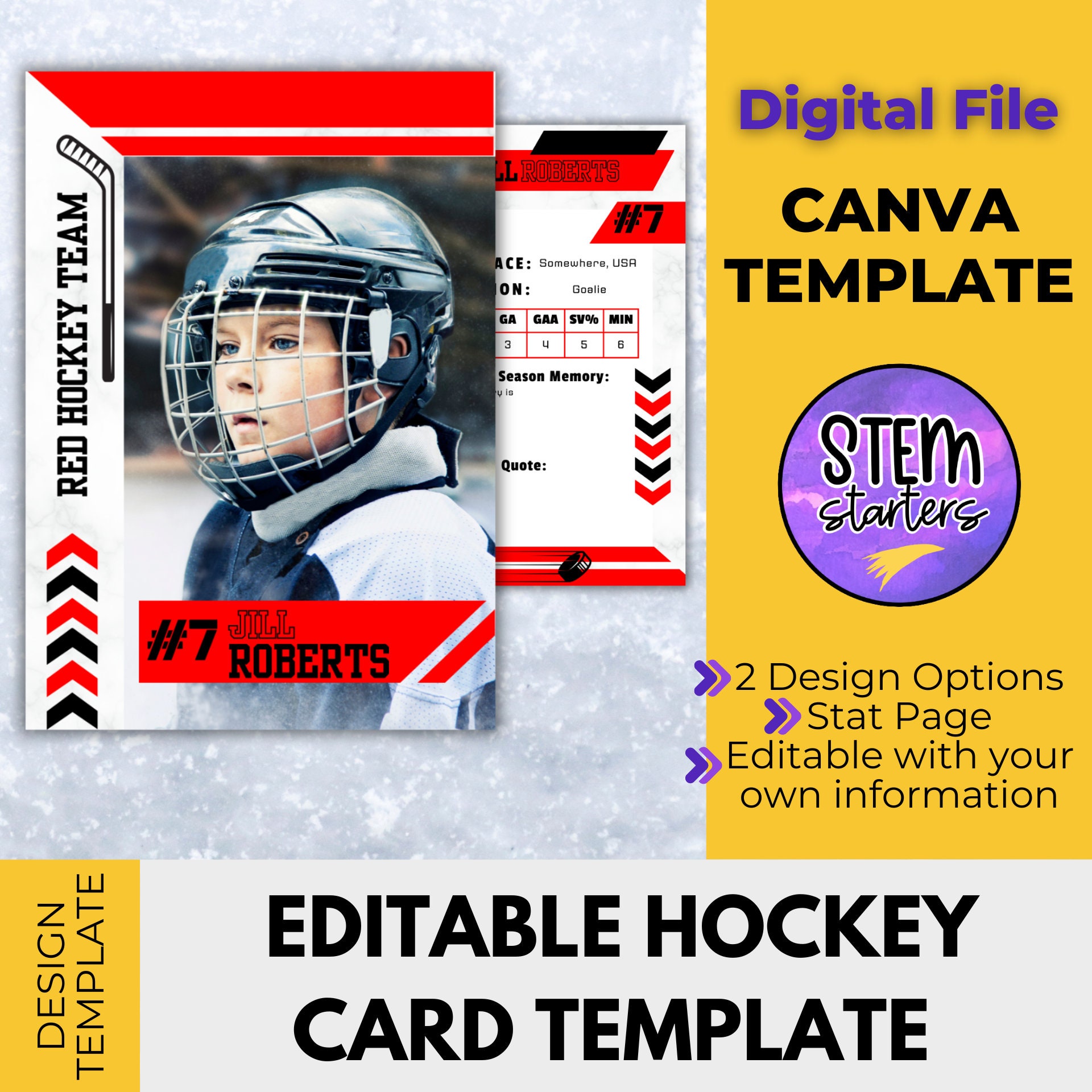 Hockey Card Template for Canva Arrows and Lines - Etsy