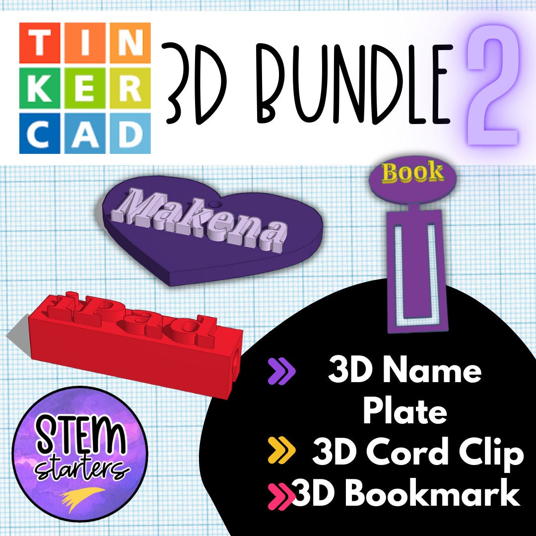 Learn to Create 3D Print Files With Tinkercad: Mini Bundle 2 Nameplate ...
