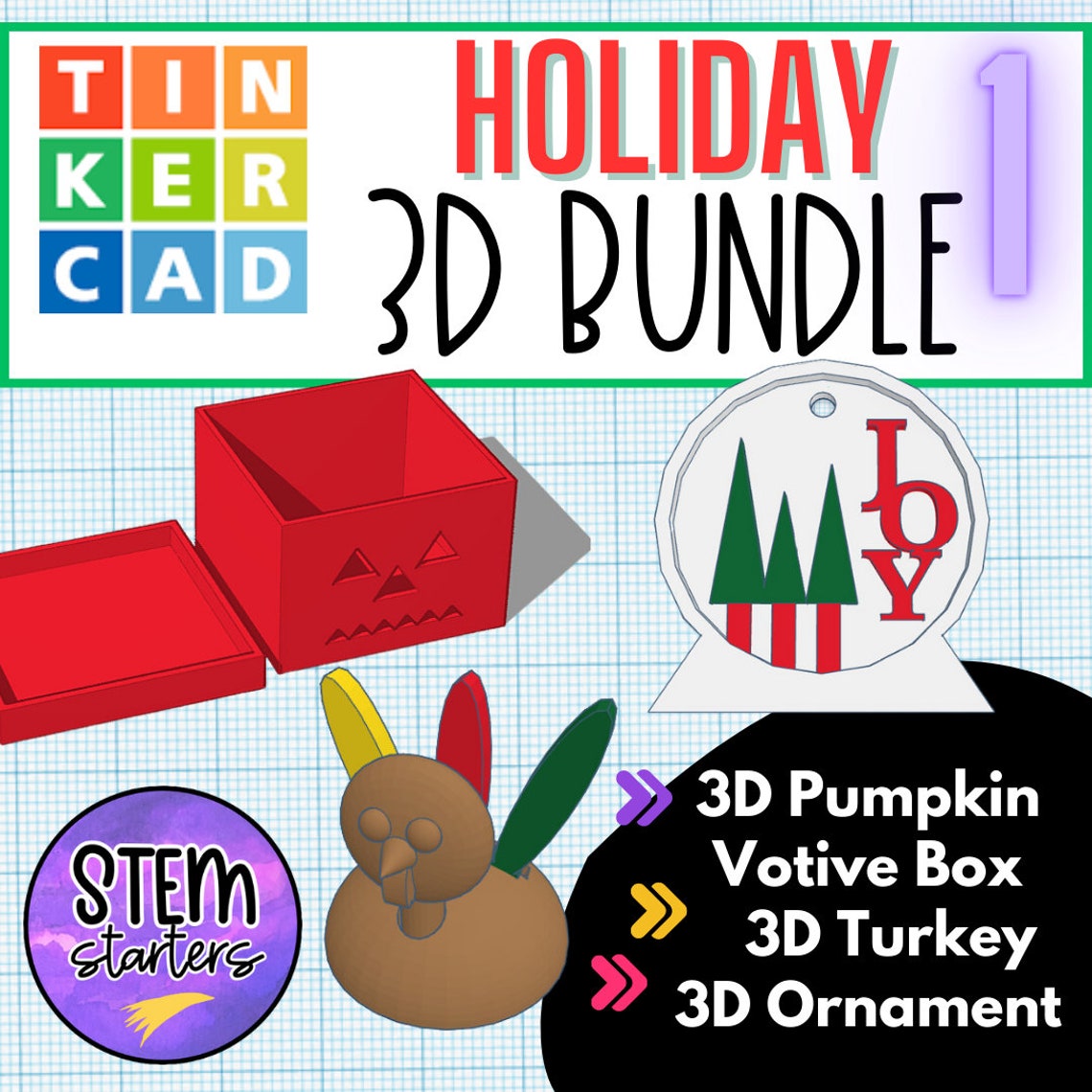 Learn to Create 3D Print Files With Tinkercad: Mini Holiday Bundle 1 ...