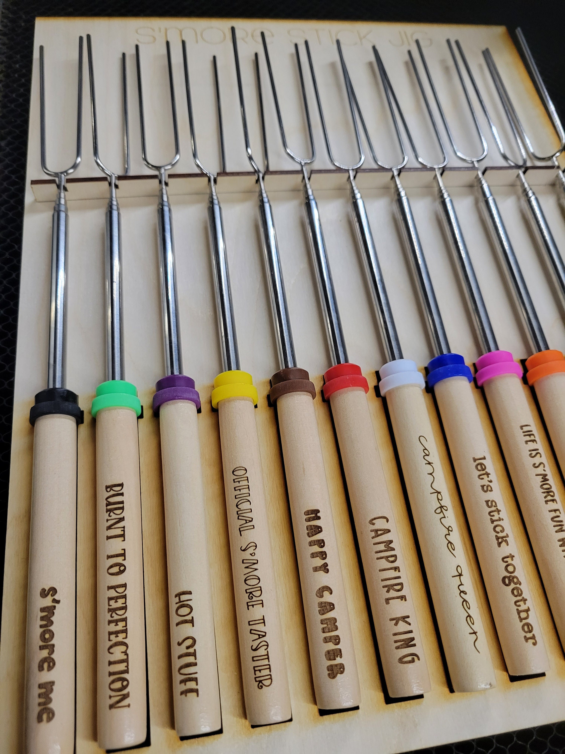 S'mores Sticks Jig With Stand and 12 Sayings for Glowforge - Etsy