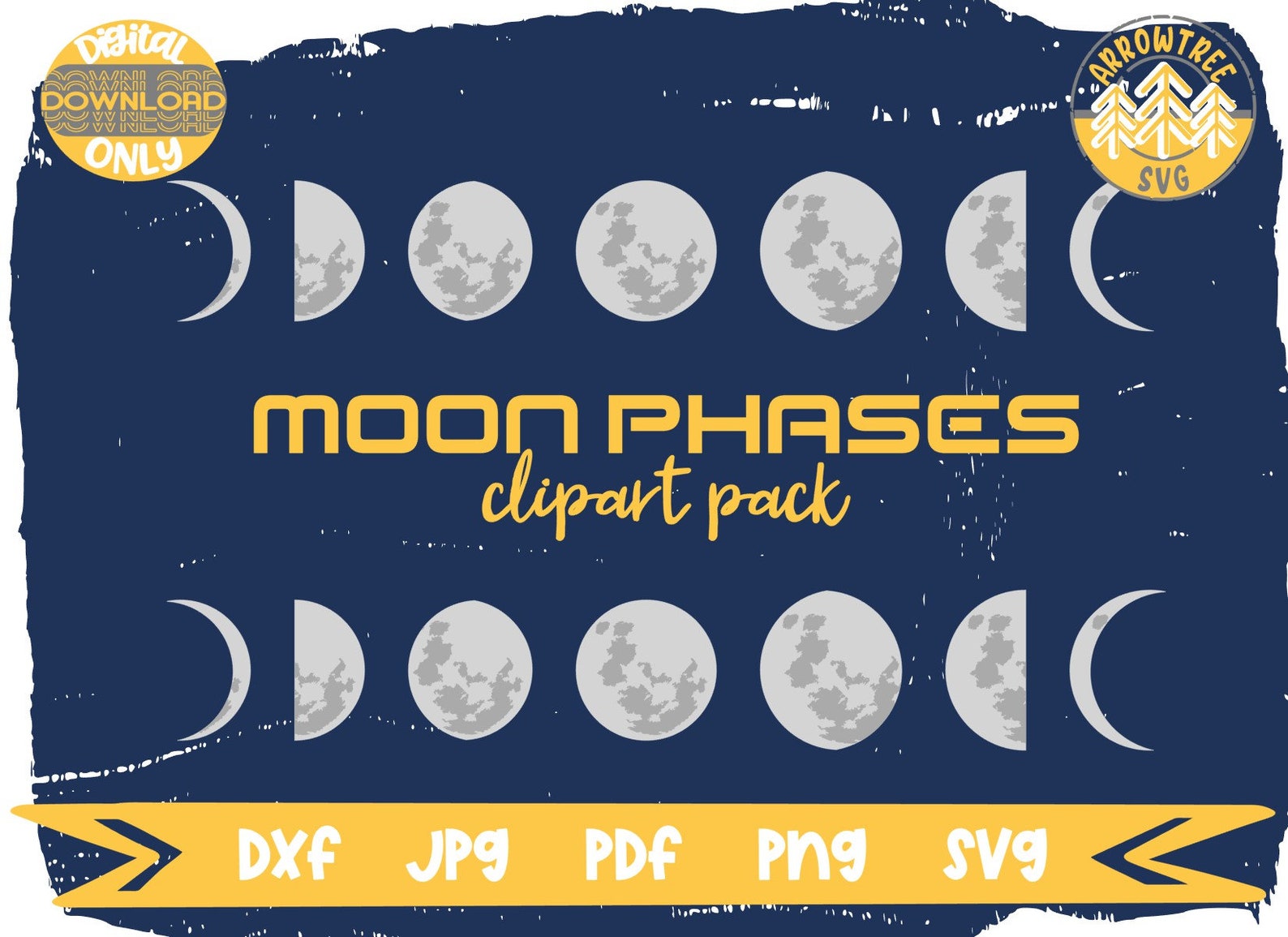 Moon Phases Vector Clipart SVG PNG and JPEG Files - Etsy