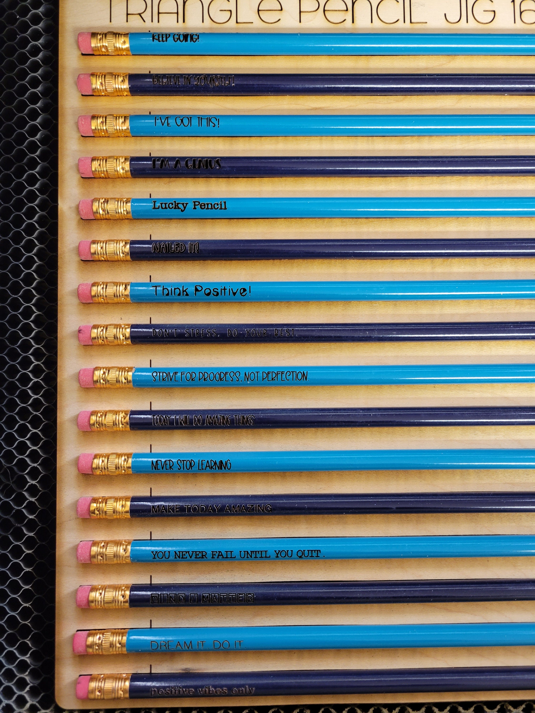 Pencil Jig With Positive Quotes for Glowforge | Custom Engraving Laser ...