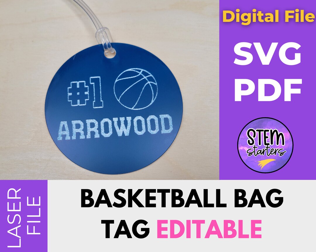 Basketball Bag Tag Editable File for Glowforge | SVG | Template - Etsy