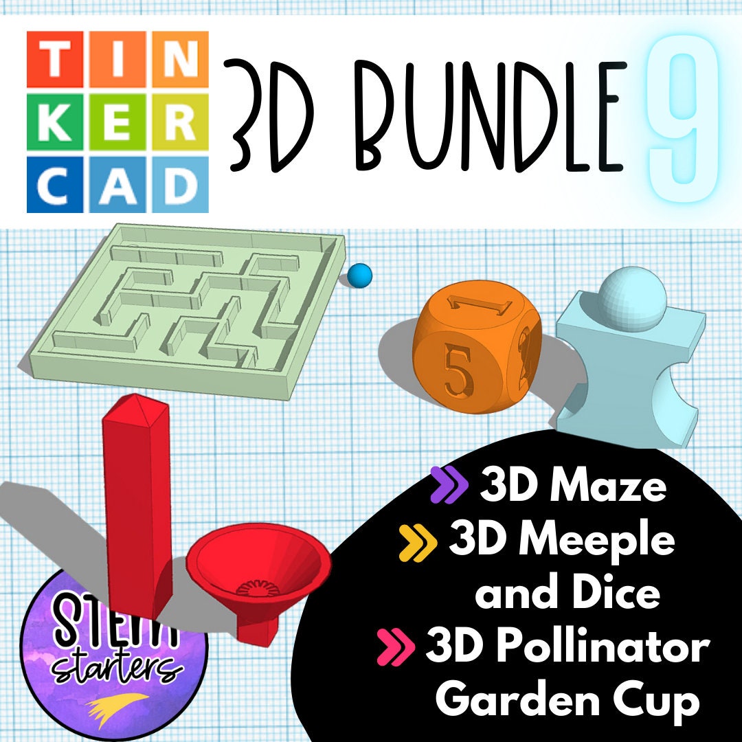 Learn to Create 3D Print Files With Tinkercad: Mini Bundle 9 - Dice and ...