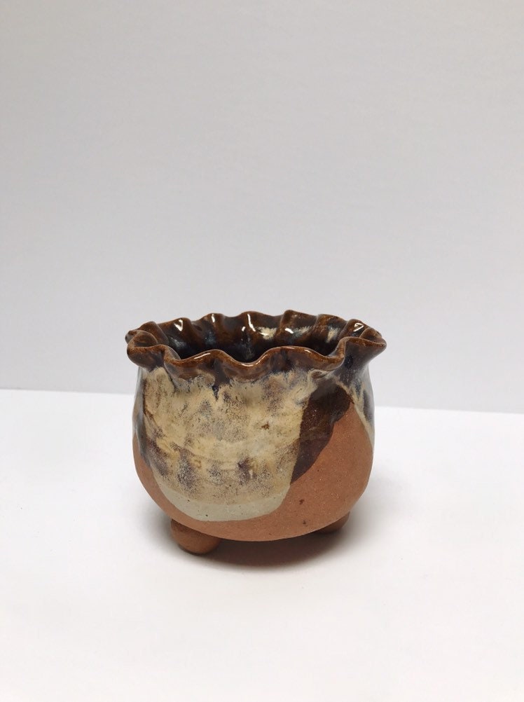 Vintage Handmade Pottery Planter Hand Built Pinch Pot Vase | Etsy