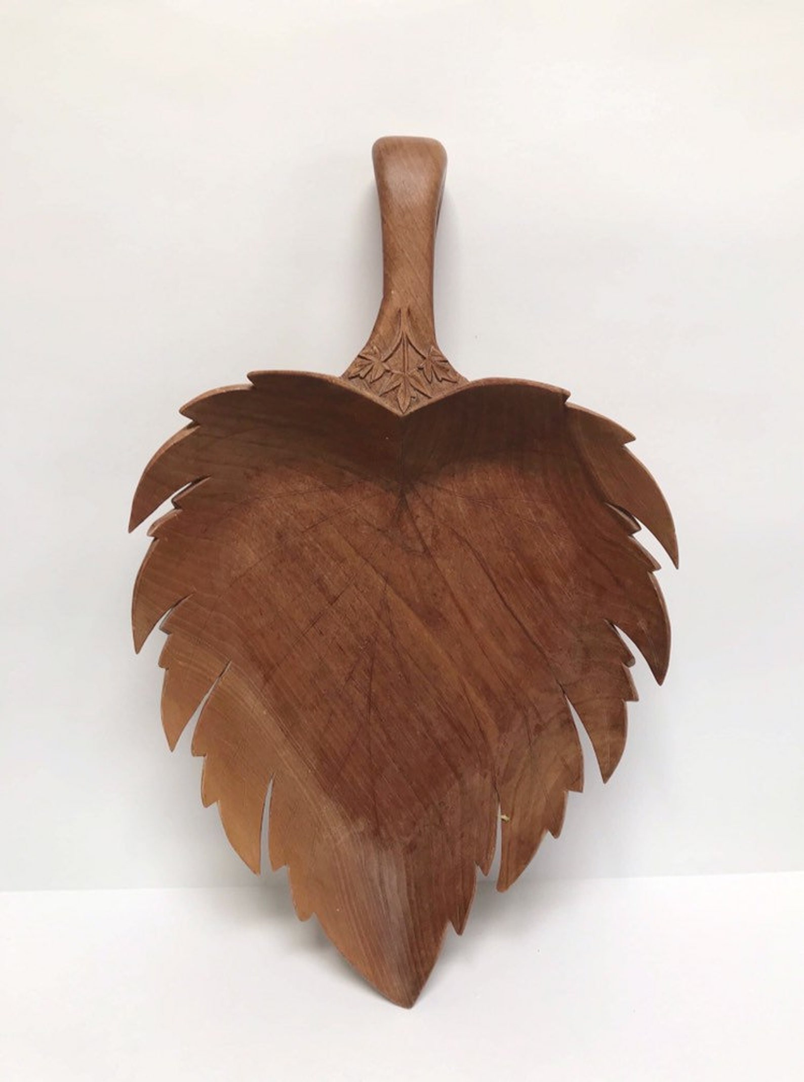 Vintage Hand Carved Leaf Shaped Wood Bowl Carved Wood - Etsy