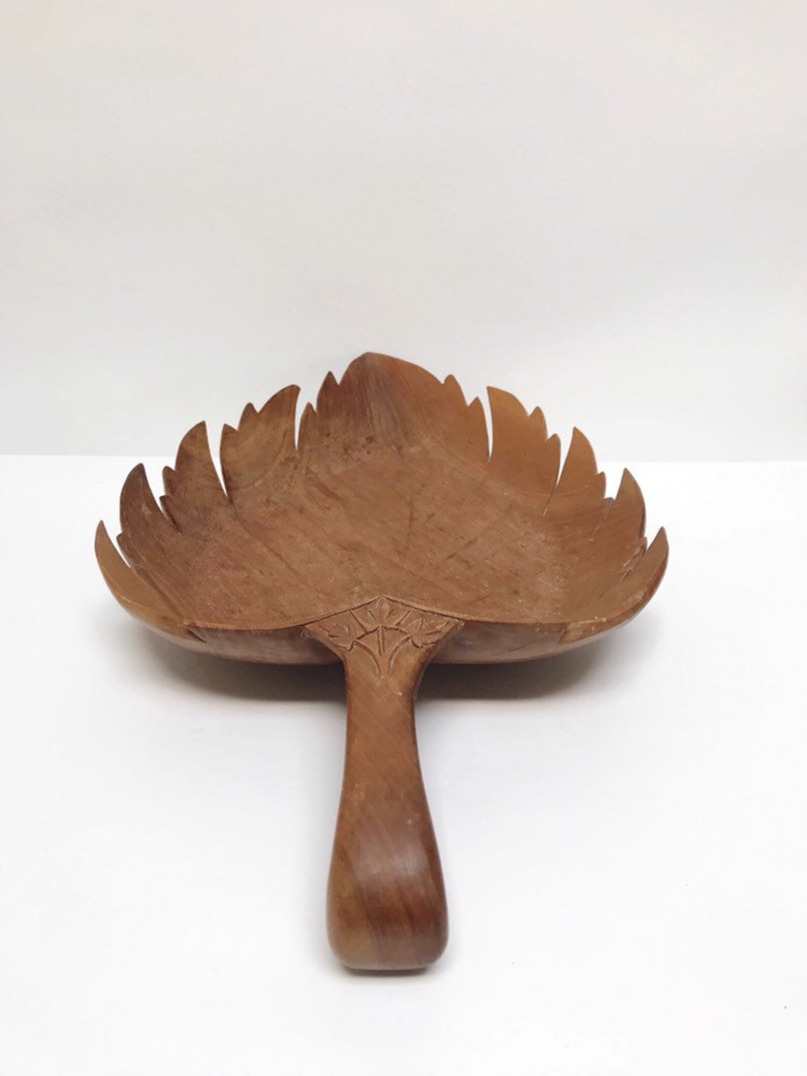 Vintage Hand Carved Leaf Shaped Wood Bowl Carved Wood - Etsy
