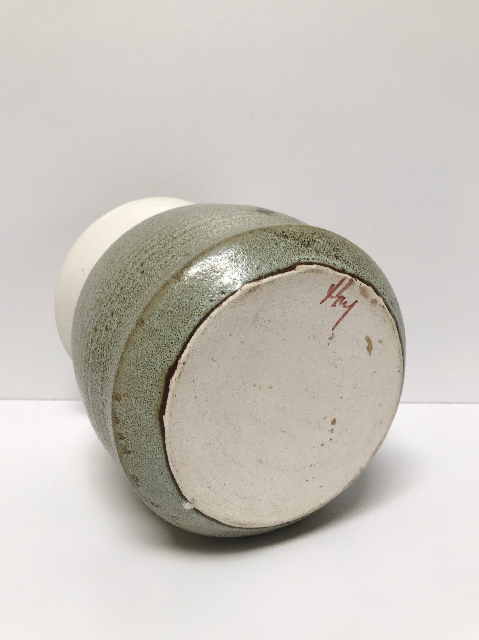 Vintage Studio Pottery Urn Jar with Lid White Green Brown | Etsy