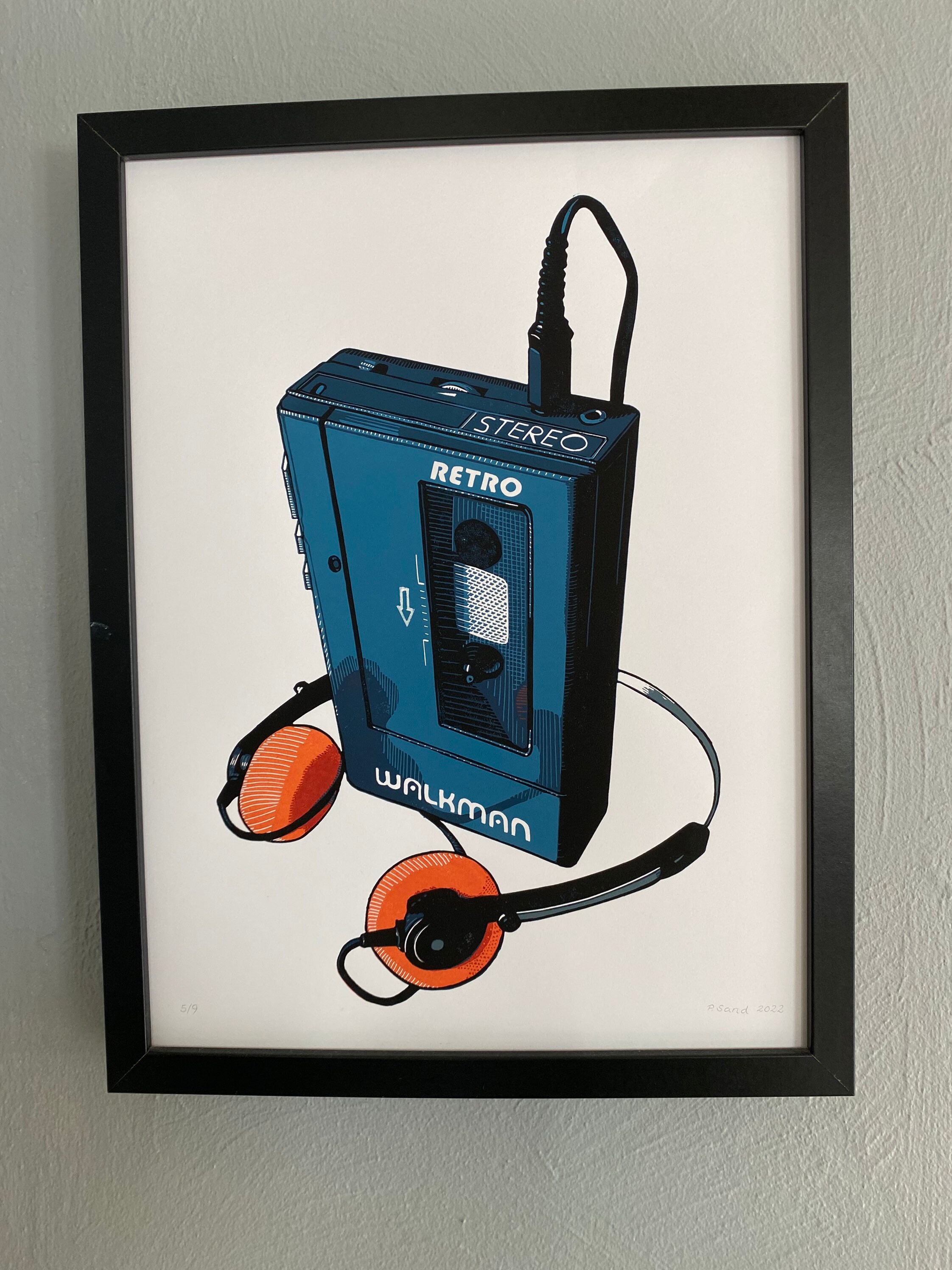 Walkman reduction Lino Print - Etsy