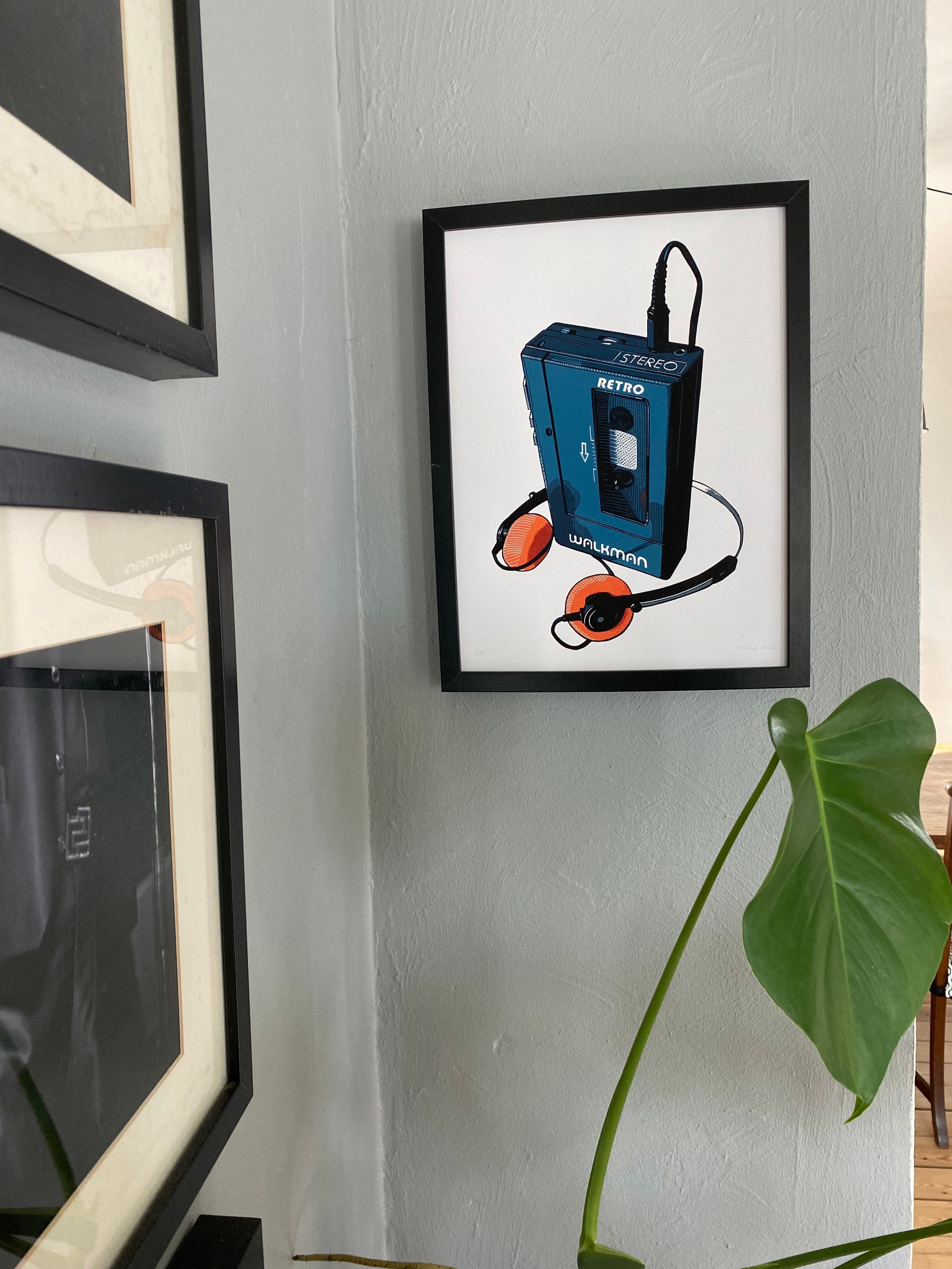 Walkman reduction Lino Print - Etsy