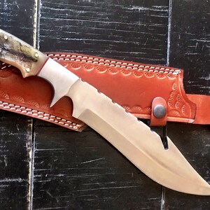 Hand Forged D2 Steel Hunting Knife: Ram Horn Handle, Leather Sheath - Etsy