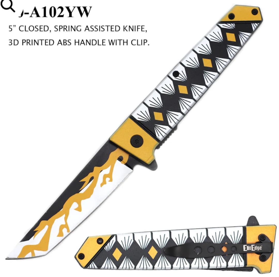 9 Spring Assisted Anime Theme Pocket Knife EDC Demon Dragon Sharp ...