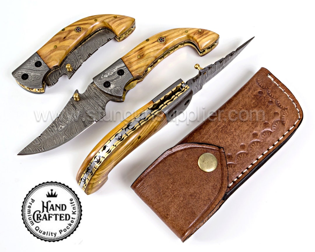 7.25" Pakka Wood Handle Folding Pocket Knife Hunting 100% Authentic ...