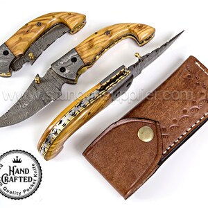 7.25" Pakka Wood Handle Folding Pocket Knife Hunting 100% Authentic ...