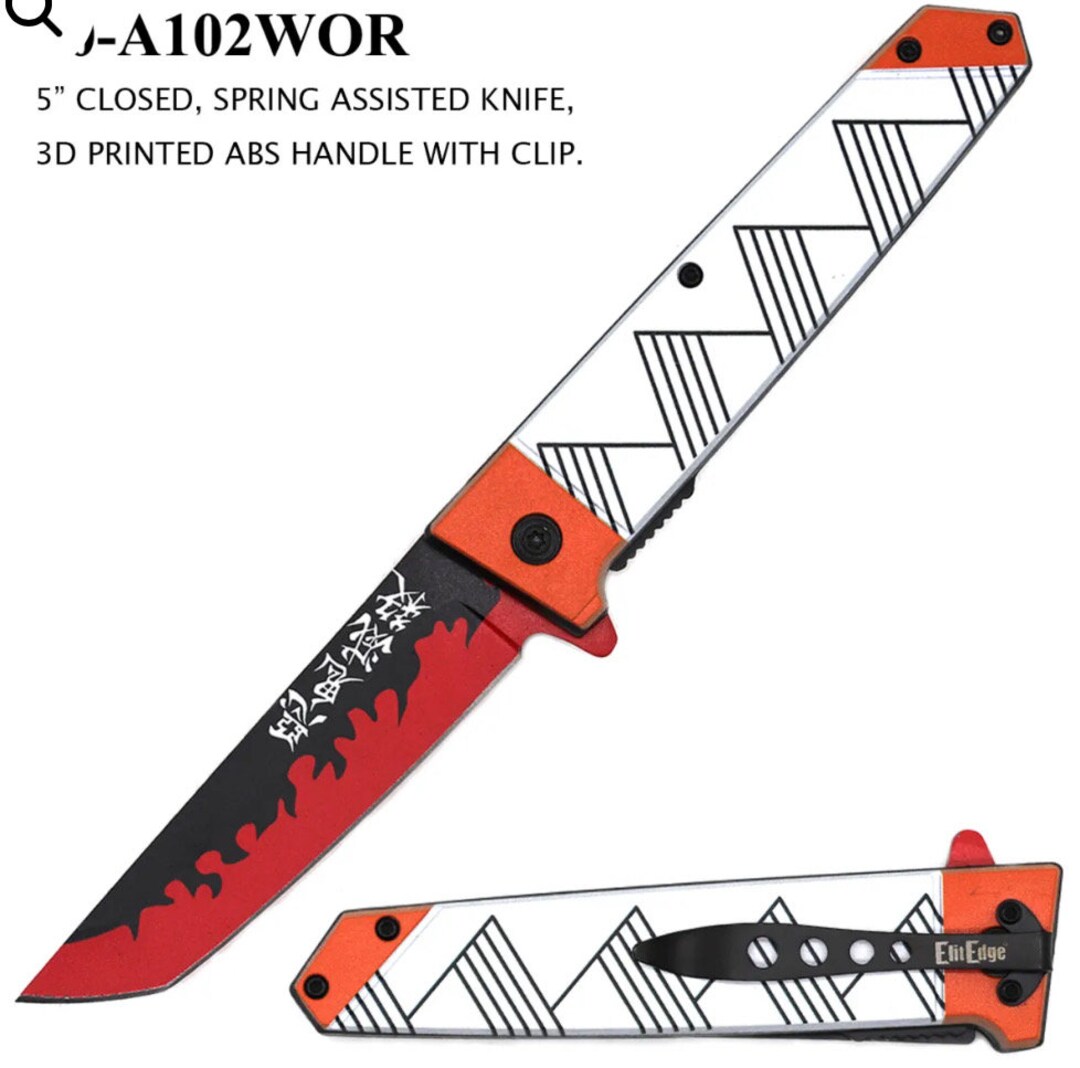 9 Spring Assisted Anime Theme Pocket Knife EDC Demon Dragon Sharp ...