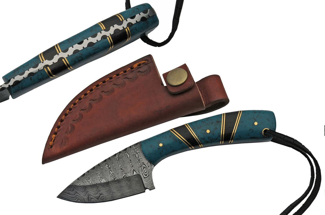 7.25" Handcrafted Damascus Steel Fixed Blade Knife - Custom Outdoor ...