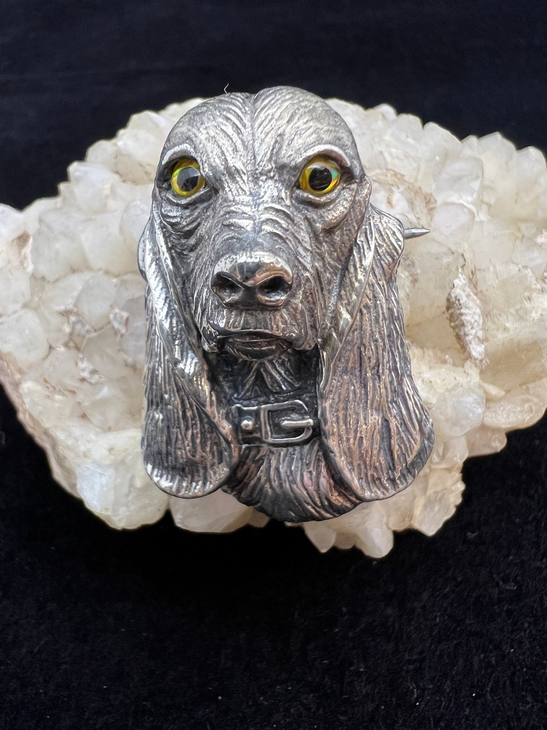 Antique / Vintage Convertible Pendant / Brooch of Spaniel Dog in ...