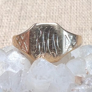 Vintage / Antique Unisex Signet Ring / Pinky Ring With Calligraphy ...