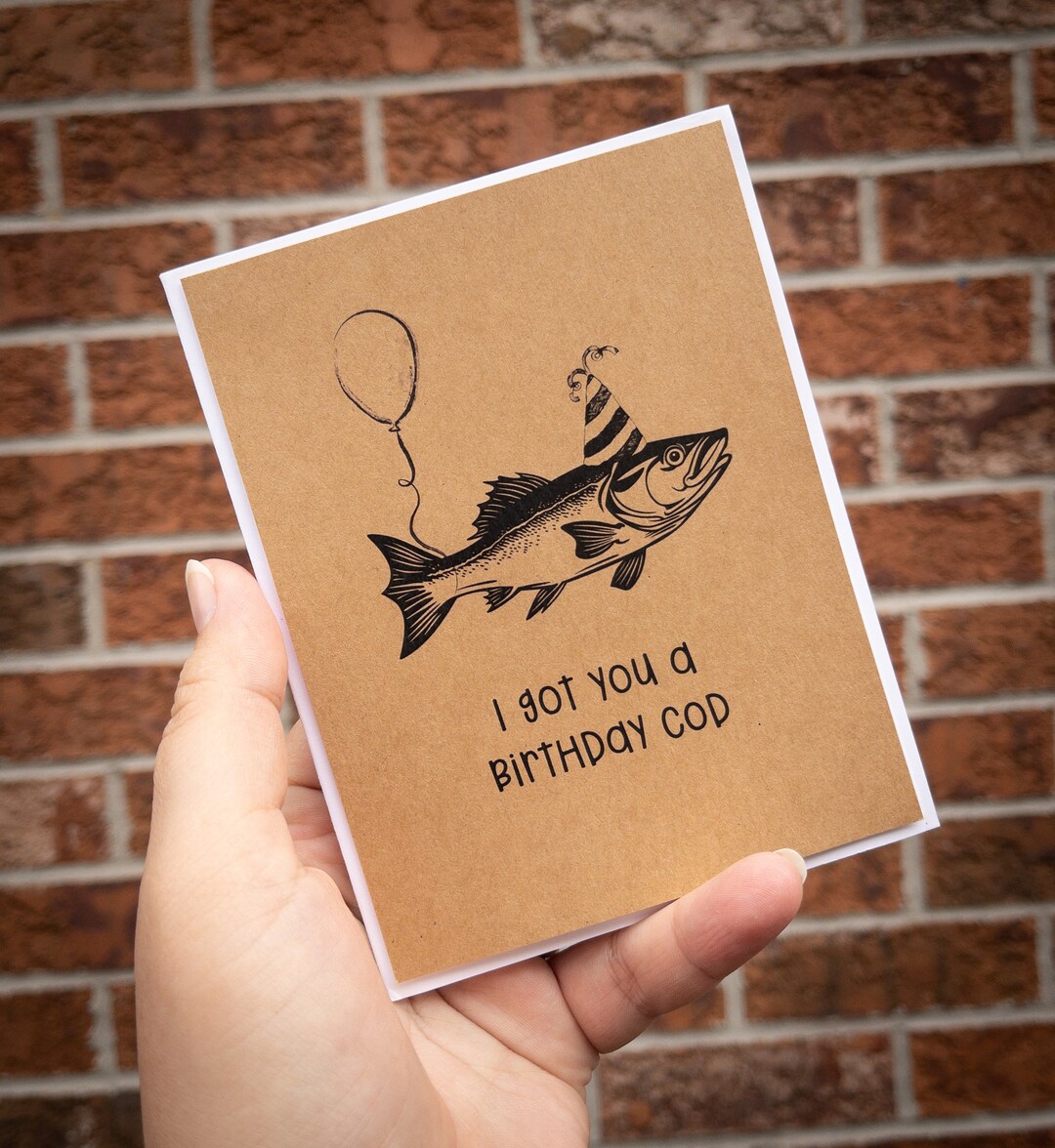 I Got You A Birthday Cod Funny Birthday Card Fishing Pun Birthday Card ...