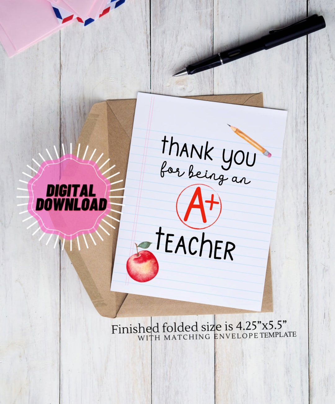 Printable Teacher Card End of School Year Cards Teacher Appreciation ...