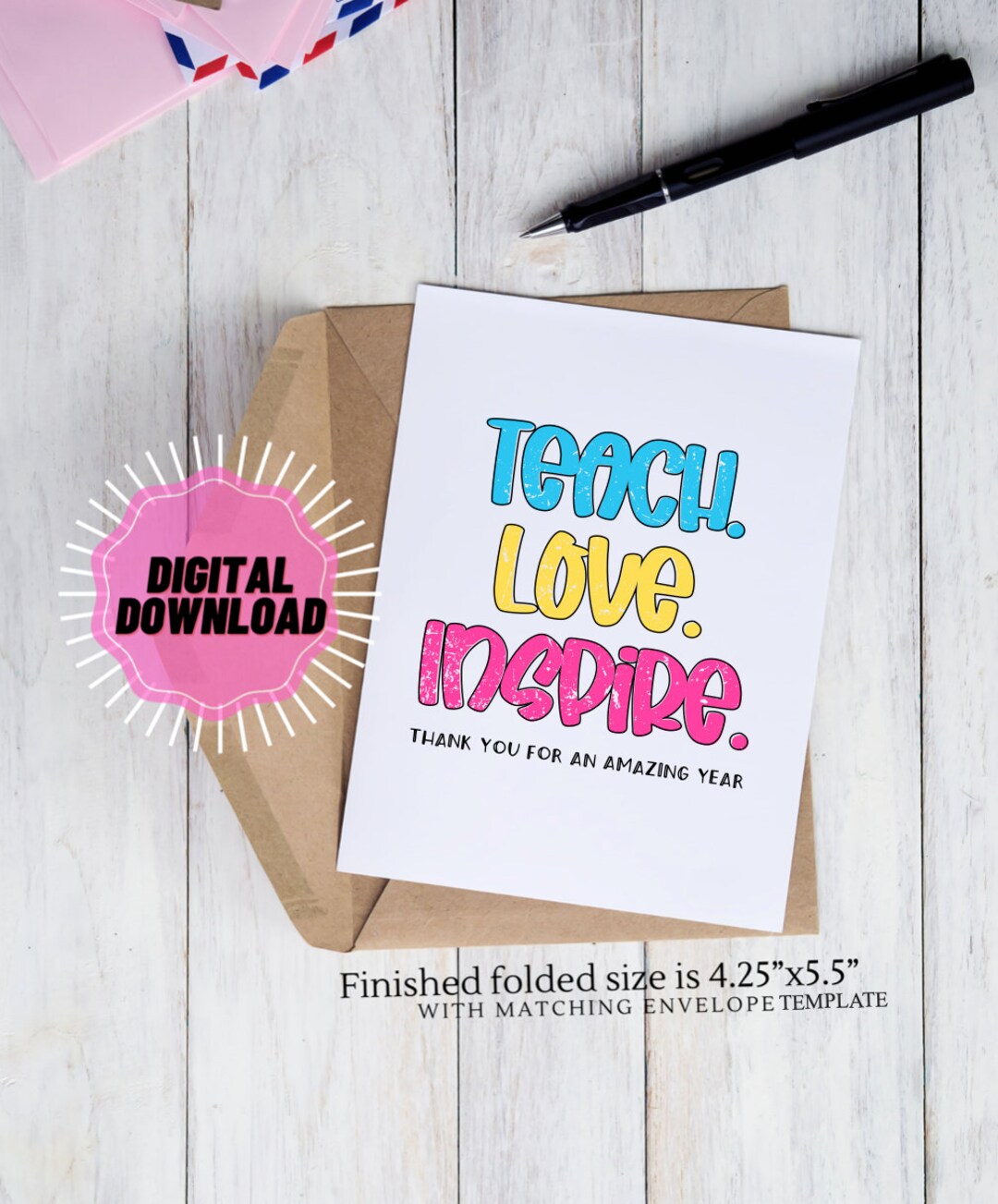 Printable Teacher Card End of School Year Cards Teacher Appreciation ...