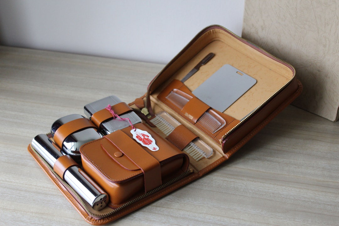 Vintage Connoisseur Gentlemans Leather Travel Set/toilet Set - Etsy