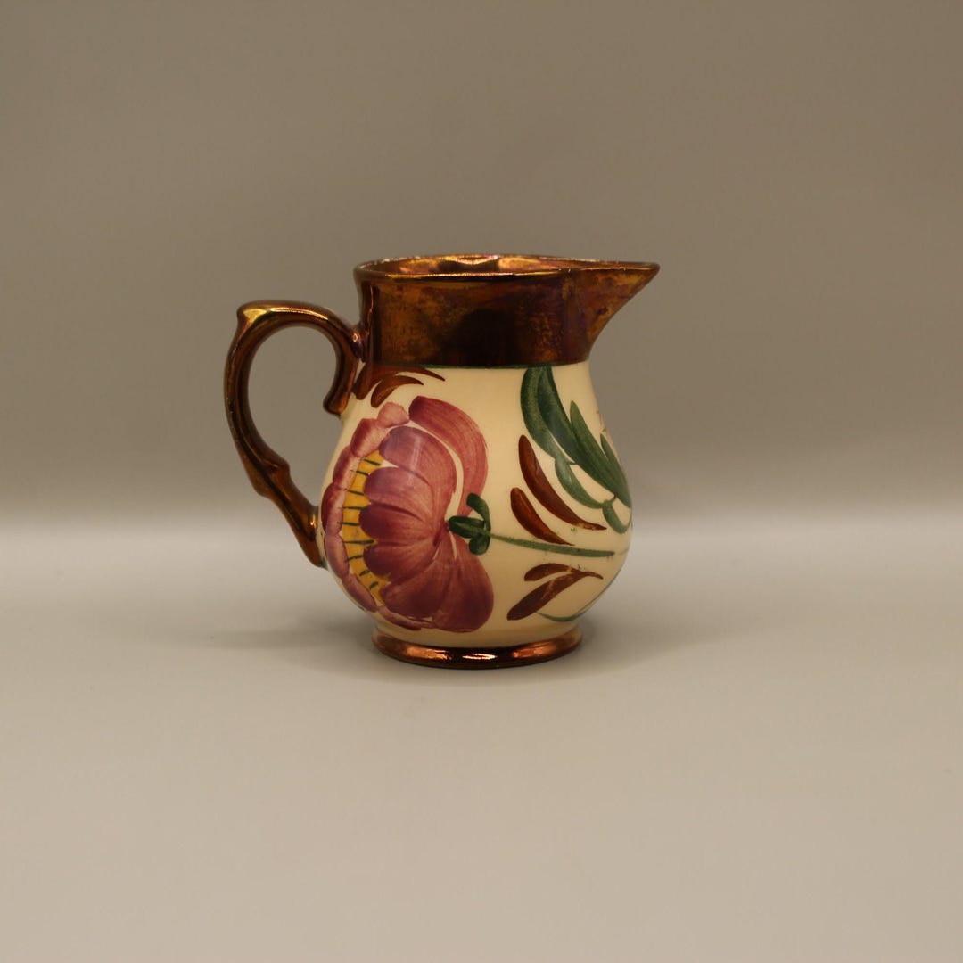 Vintage Wade, England Pottery Hand Painted Copper Lustreware Cream Jug ...