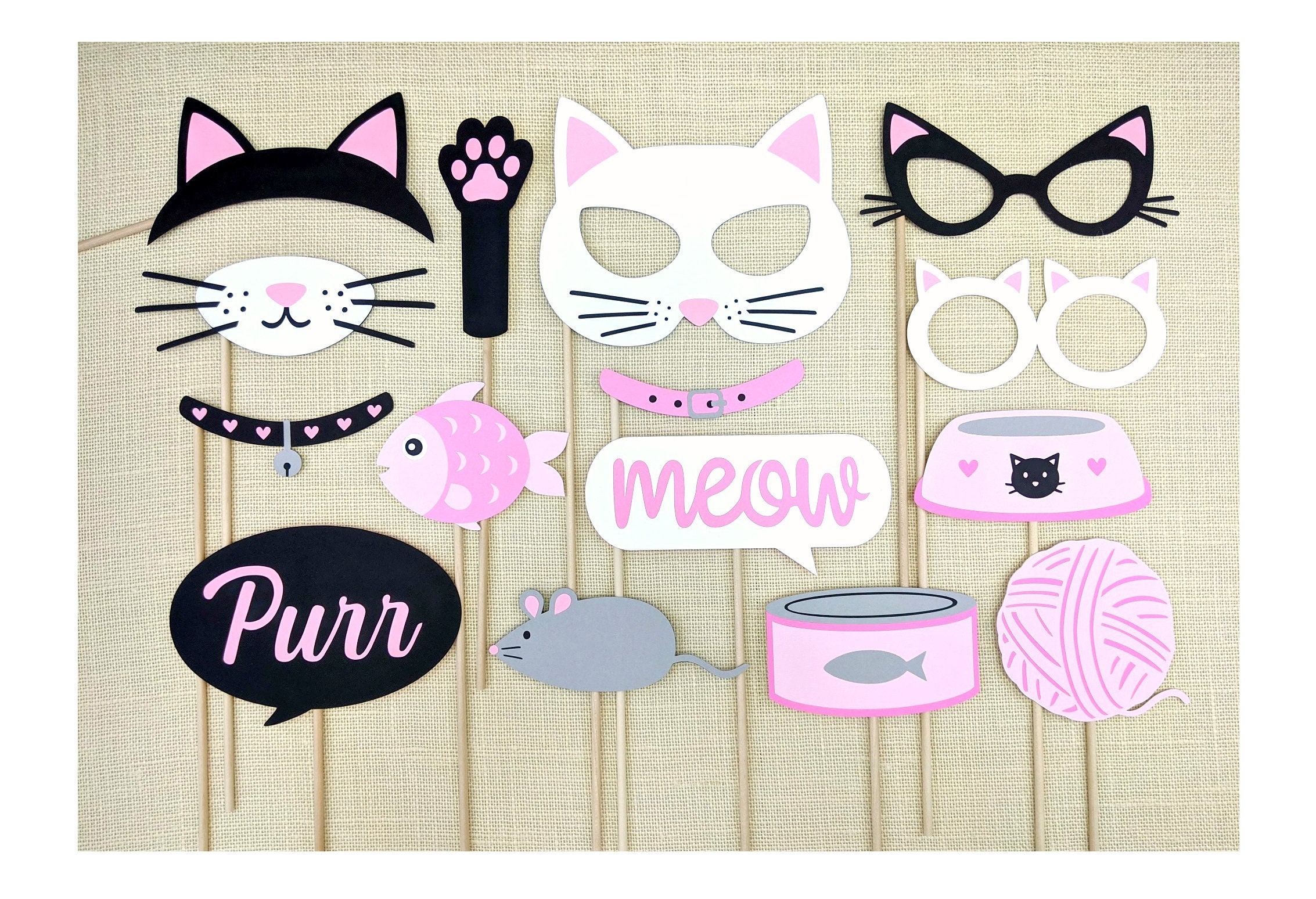 Cat Photo Booth Props / Kitty Cat Birthday Party / Cat Themed | Etsy