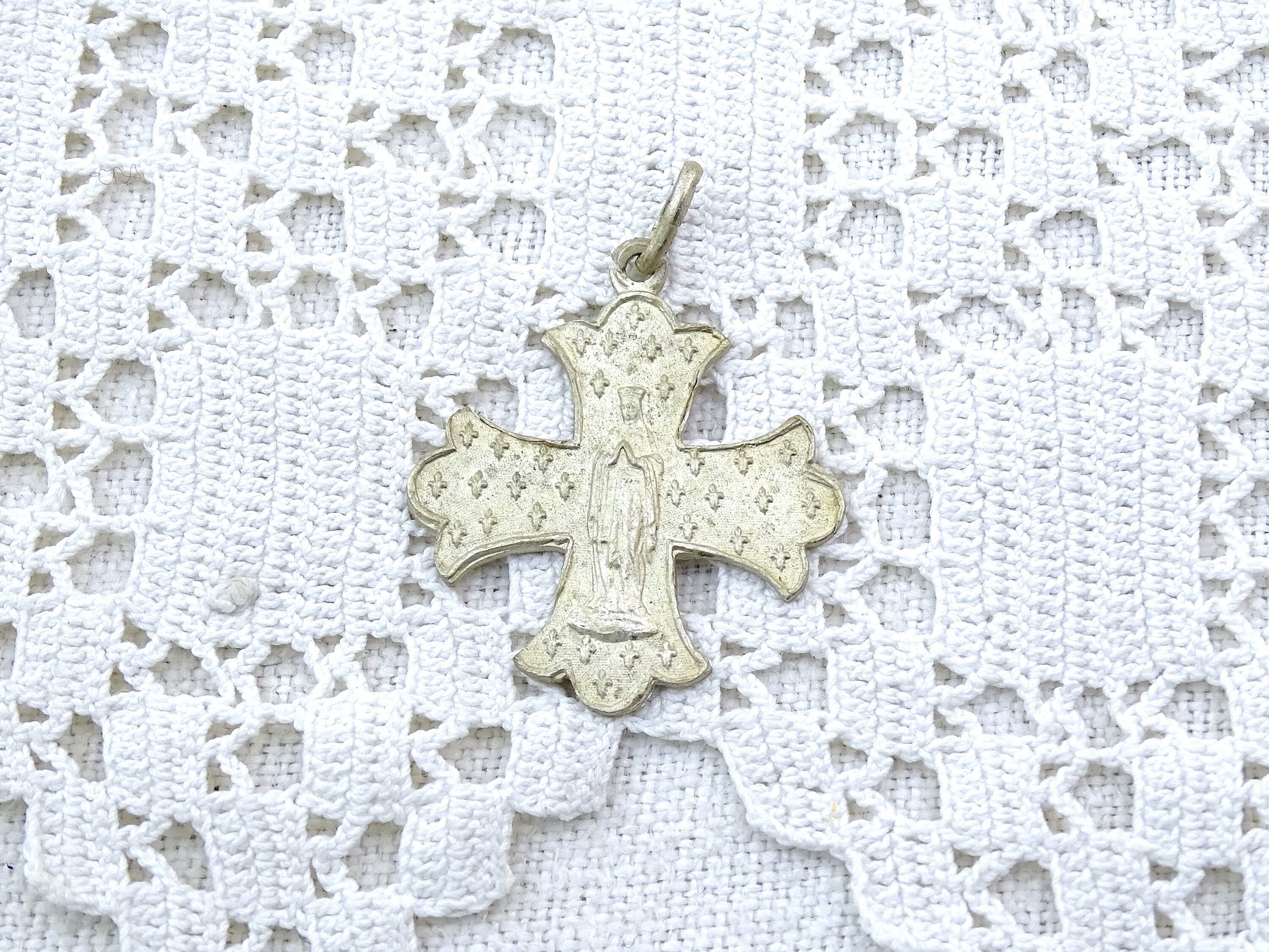 French Vintage Religious Pilgrims Cross From Mayenne With Notre Dame De ...