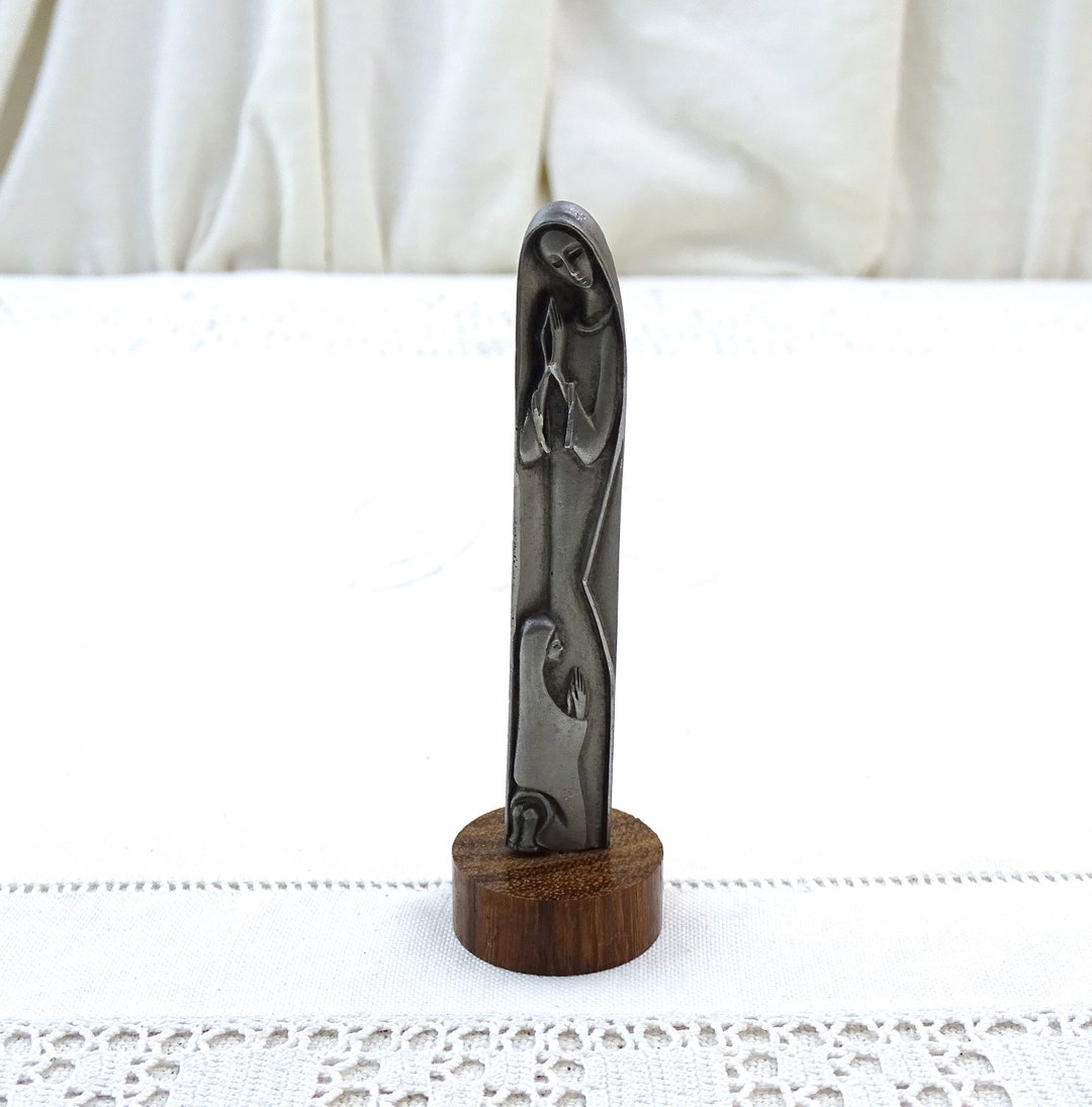 Small Vintage French Mid Century Pewter Virgin Mary Figurine by RJ ...