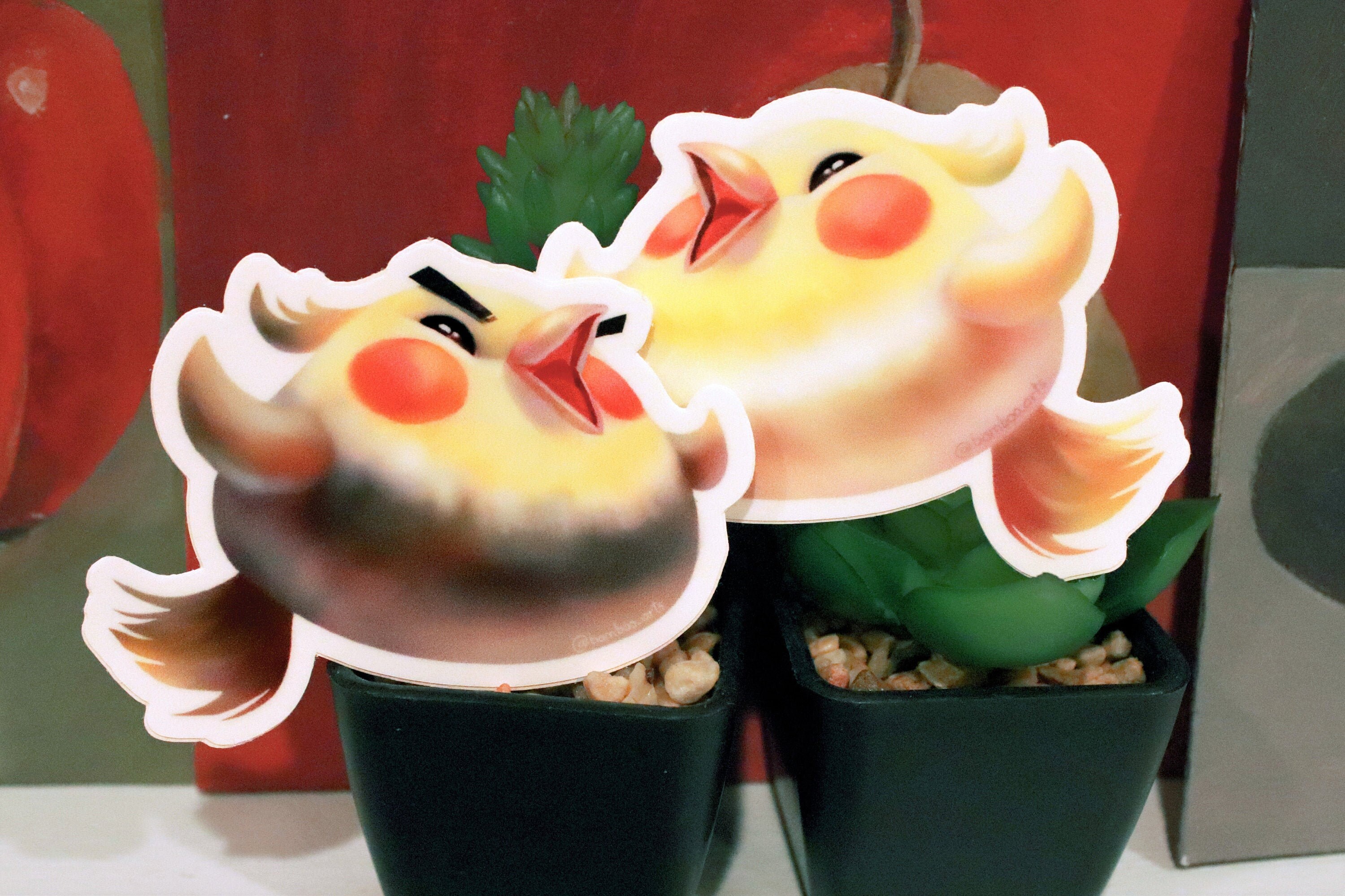 Cockatiel Chubby Birds Vinyl Stickers // 2 Variations // Water, UV ...