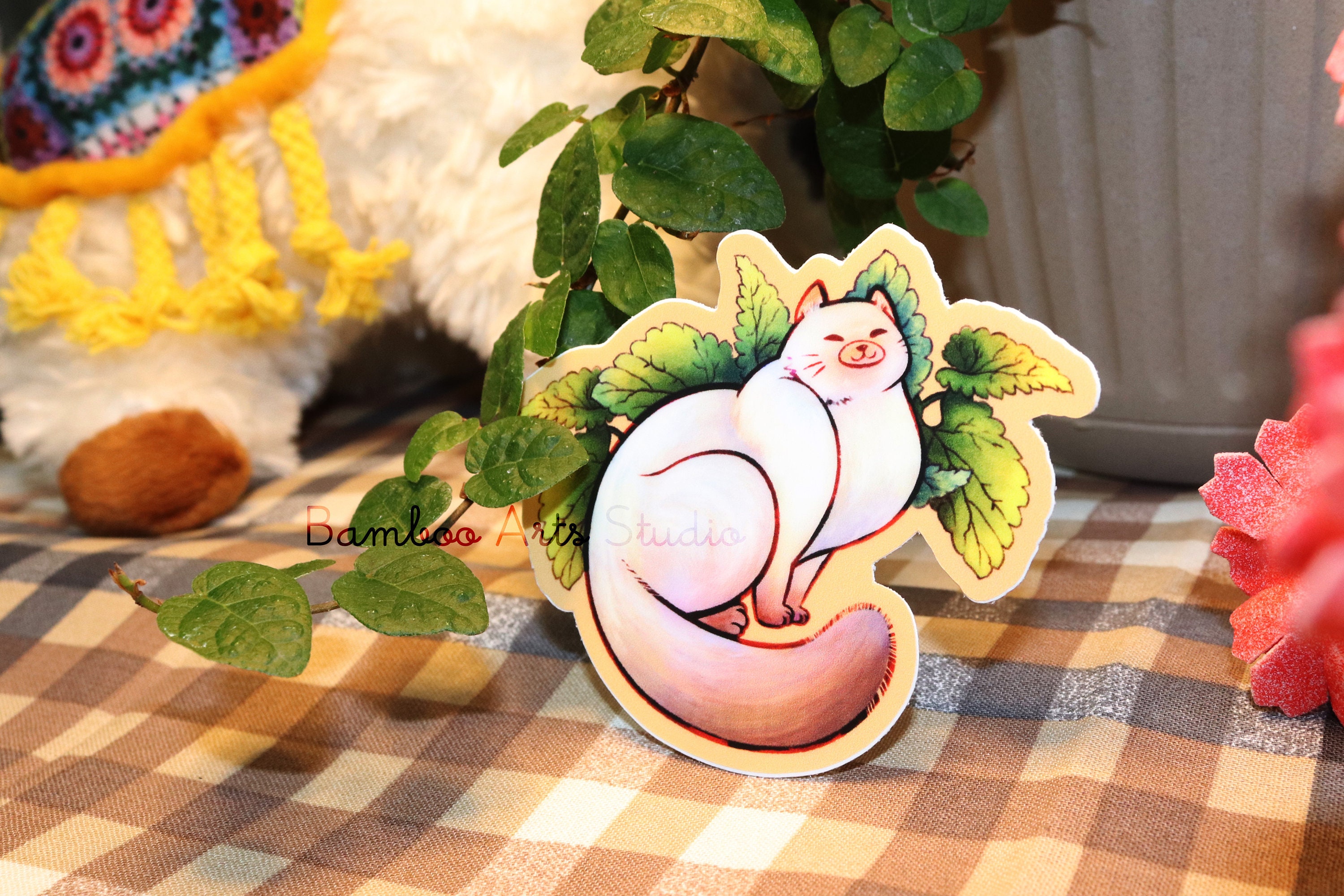 Cute Catnip Kitty 3x3 Vinyl Sticker Small Gift for Cat/feline Lovers as ...