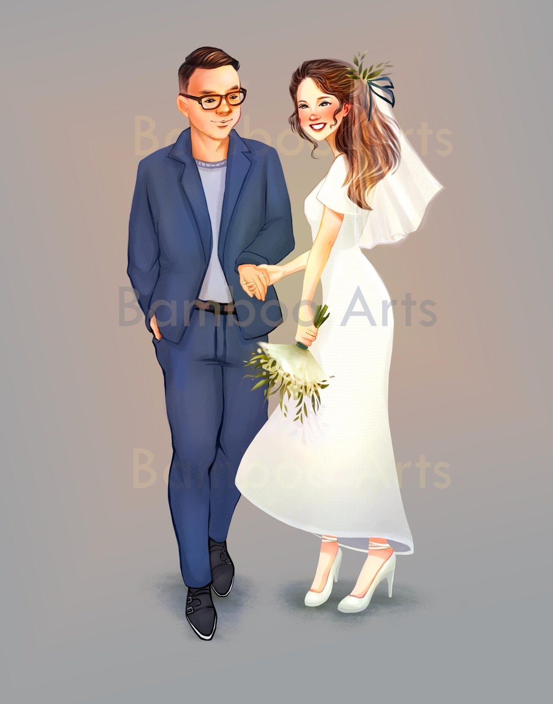 Two-people CUSTOM Drawing Personalized Portraits Commissioned Art ...