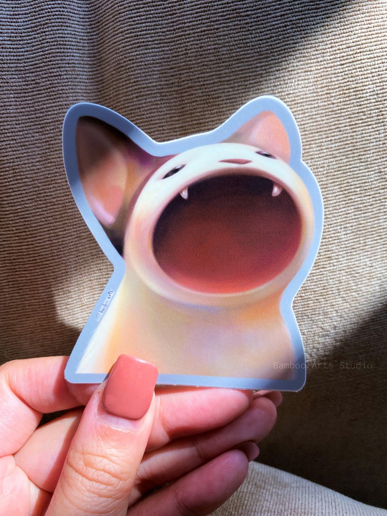 Pop Cat Cute Vinyl Sticker for Laptops, Water Bottle, Planner, Phone - Etsy