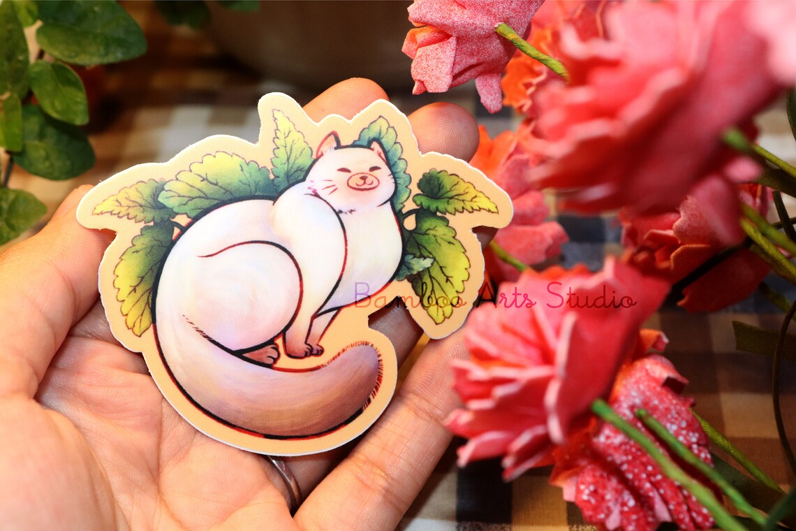 Cute Catnip Kitty 3x3 Vinyl Sticker Small gift | Etsy