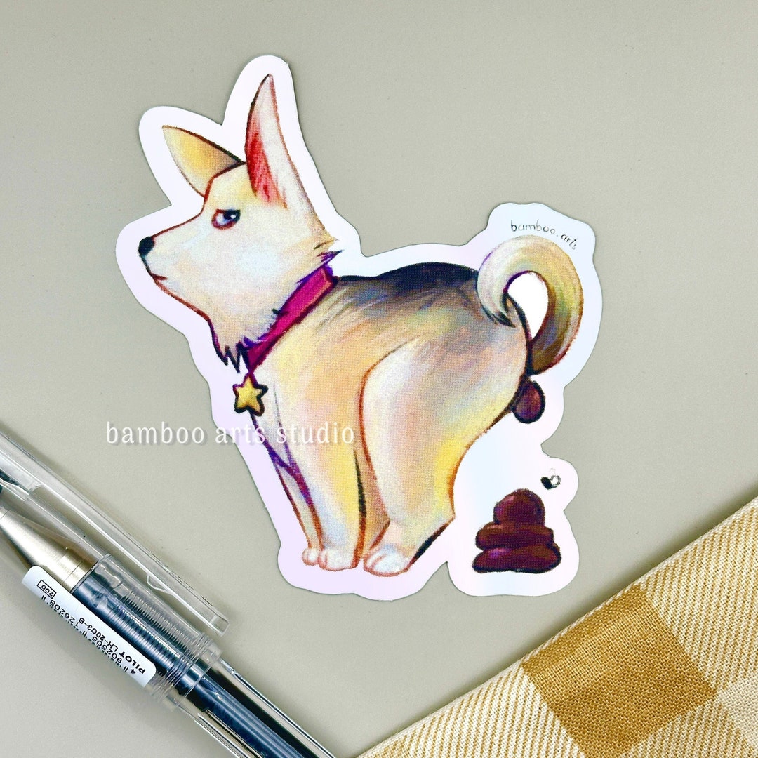 Judging Doggo Pooping - Husky Pooping Vinyl Holographic Sticker - Etsy