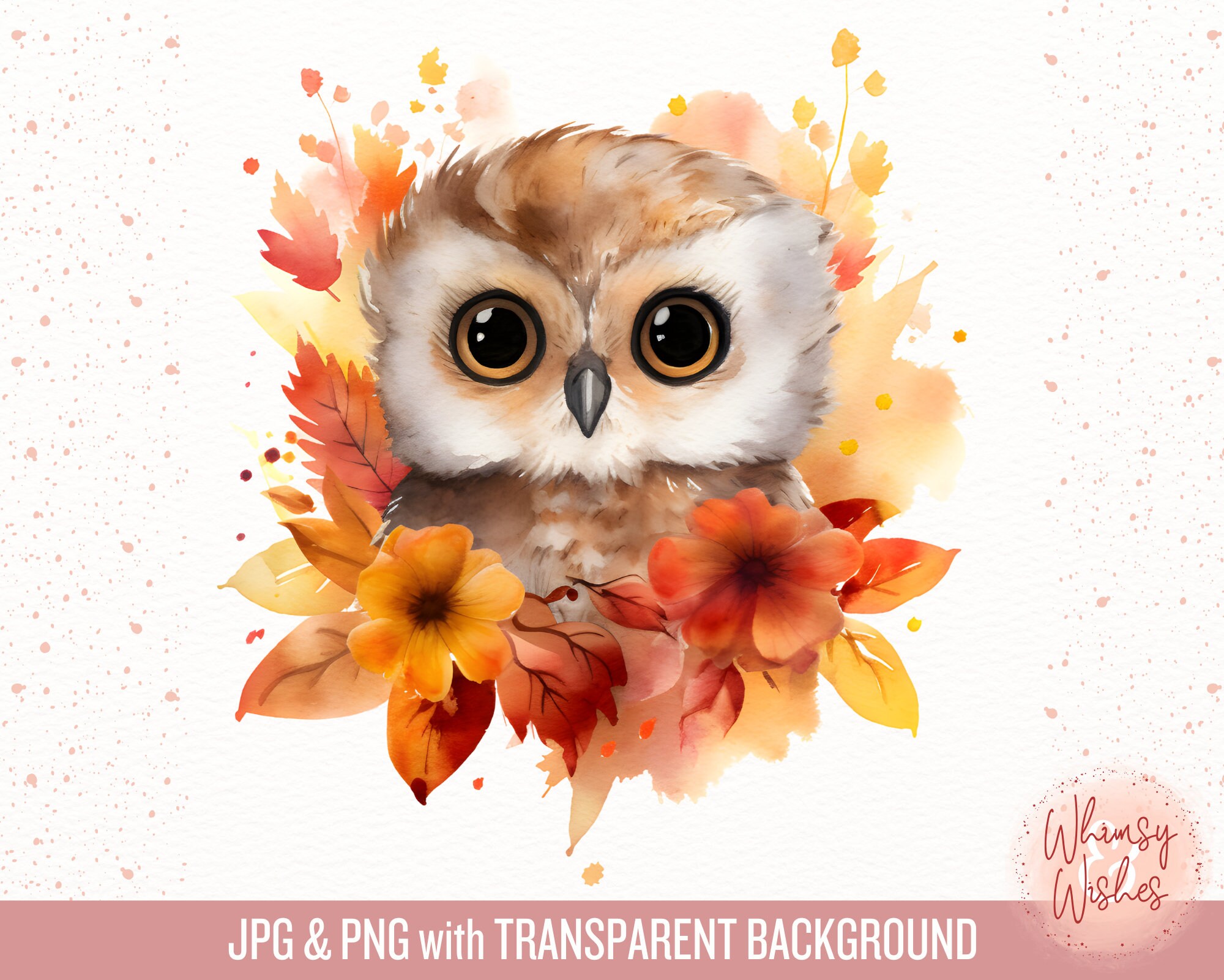 Fall Woodland Owl Clip Art, Woodland Animals Watercolor Clip Art, Fall ...